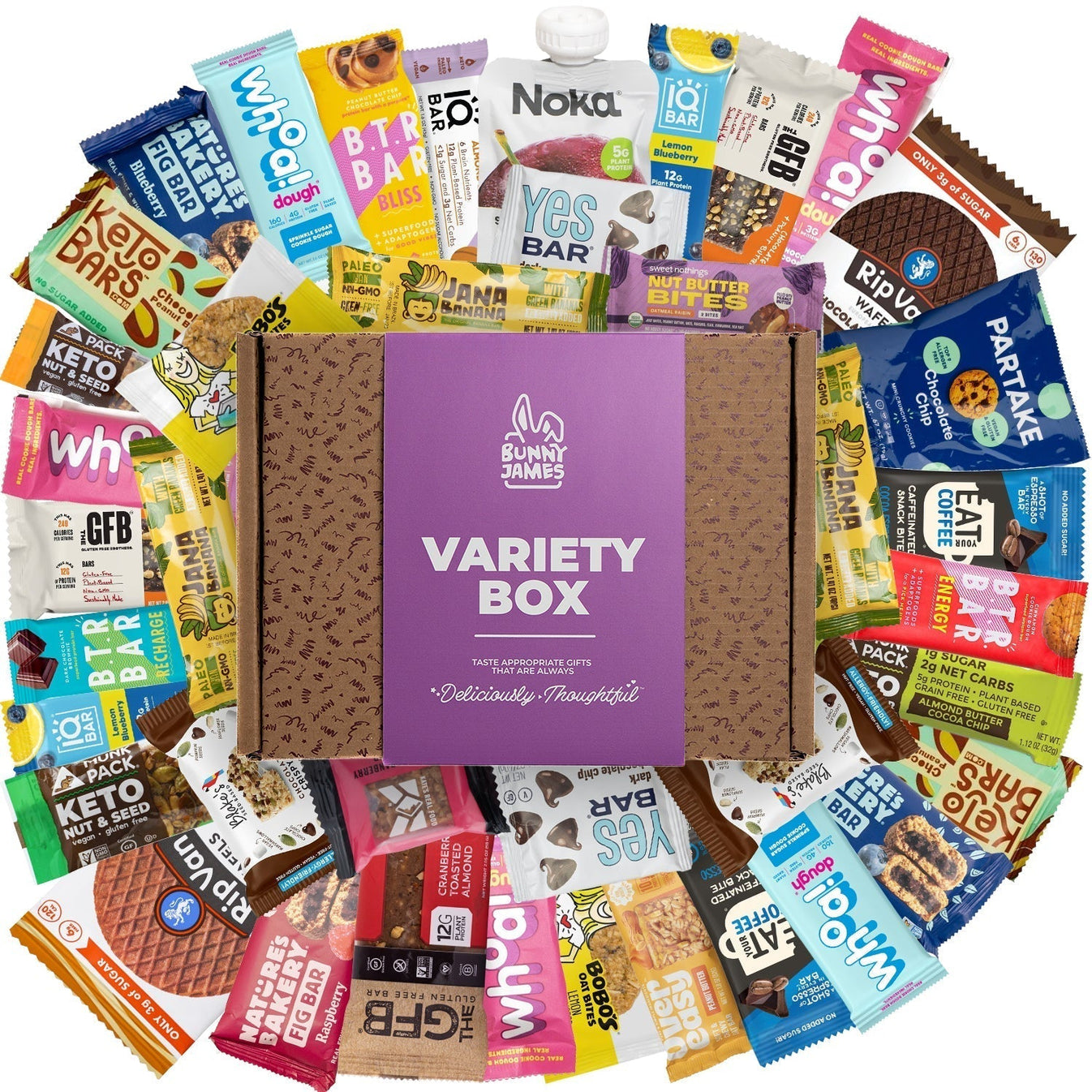 Deluxe Healthy Bar Sampler Box – 40 Count Variety Pack – Bunny James Boxes